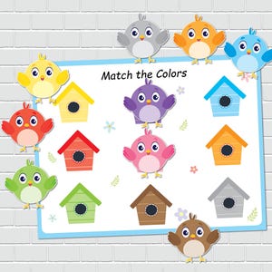 Birds Color Matching Activity for Kids, Summer Busy Book, Toddler Color ...