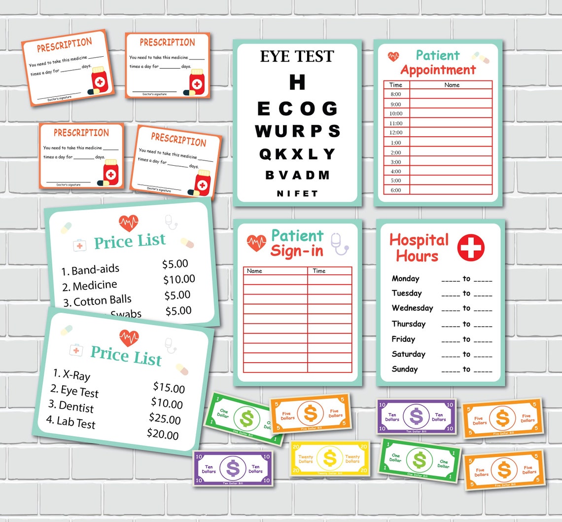 Doctor Pretend Play, Printable Hospital Dramatic Play, Preschool ...
