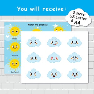 Emotions and Feelings Matching Activity for Kids, Autism Activities ...