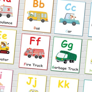 Alphabet Flashcards, Transportation Theme, ABC Printable Flash Cards ...