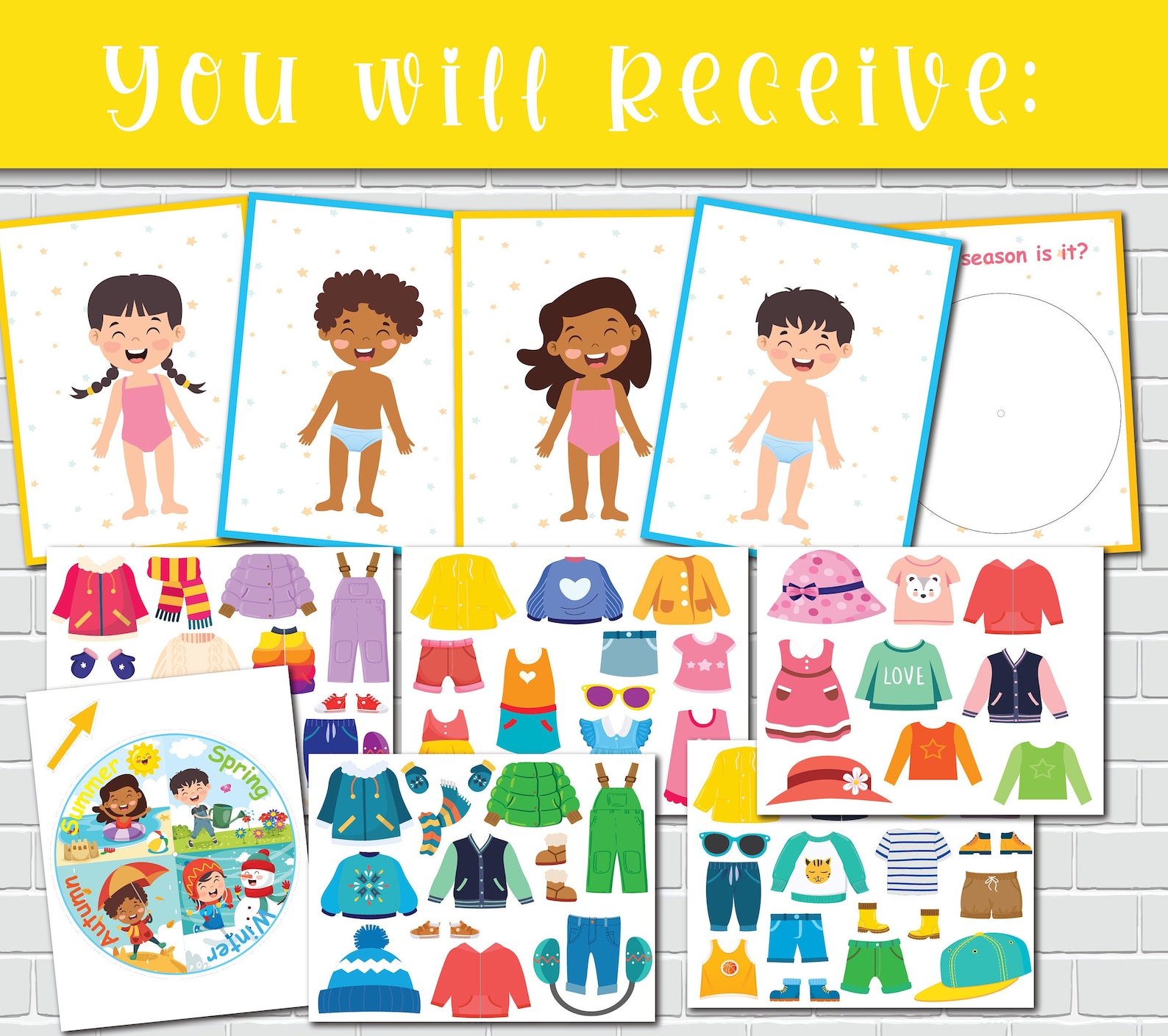 Dress up Printable Activity Four Seasons File Folder Games - Etsy Canada