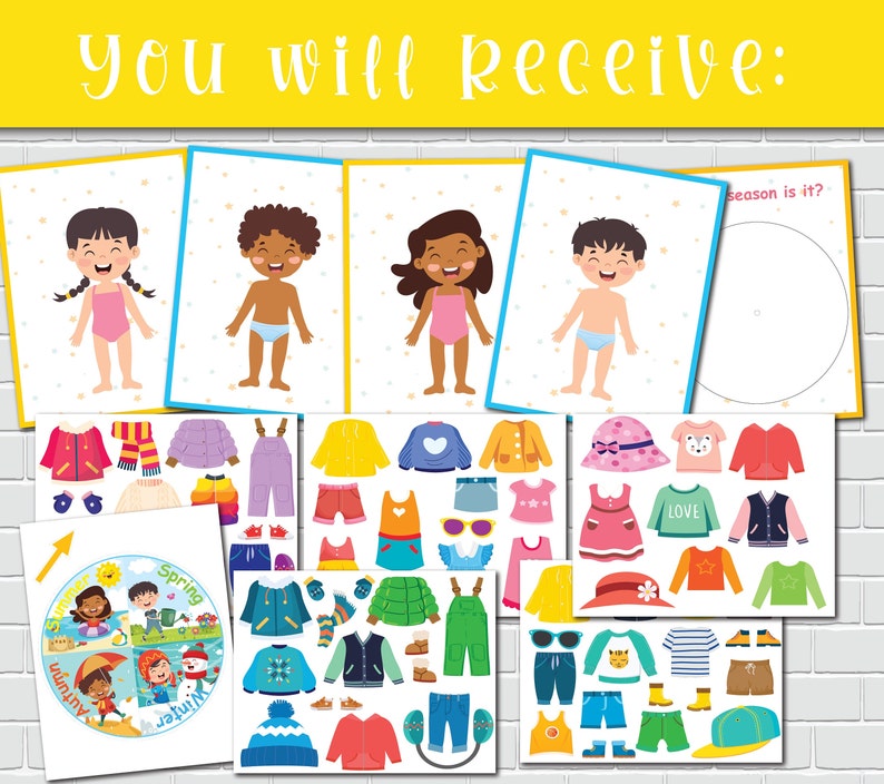 Dress up Printable Activity Four Seasons File Folder Games - Etsy