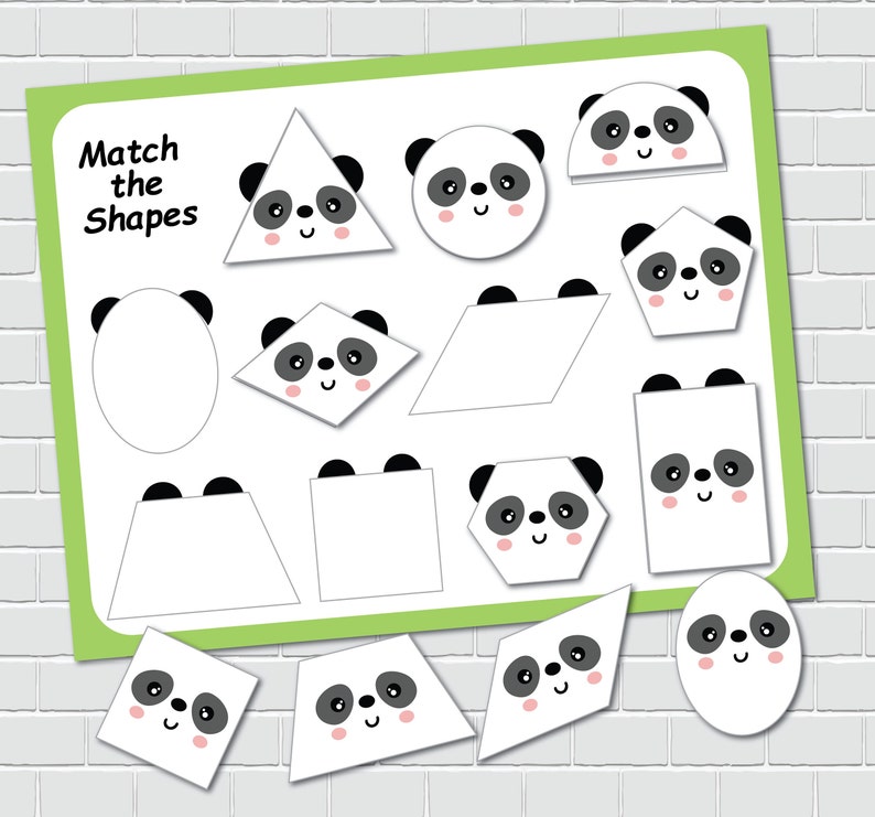 Panda Shape Matching Activity, 2D Shapes, Busy Book Page, File Folder ...