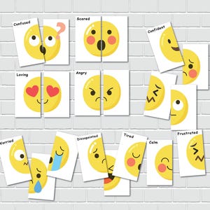 Feelings Matching Game, Emotions Symmetry Cards, Toddler Puzzle ...