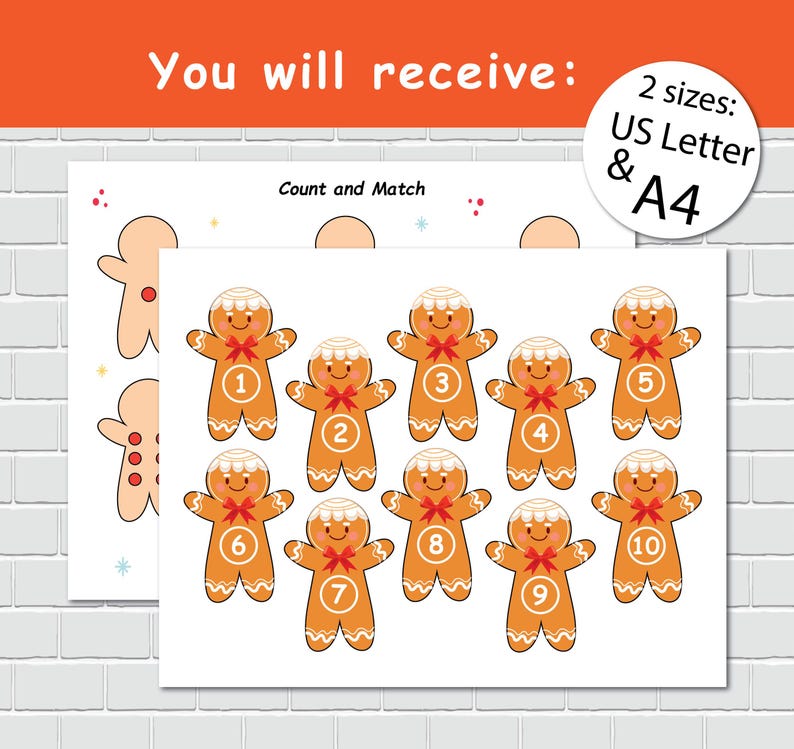 Gingerbread Man Counting Game, Christmas Printable, Math Activity ...
