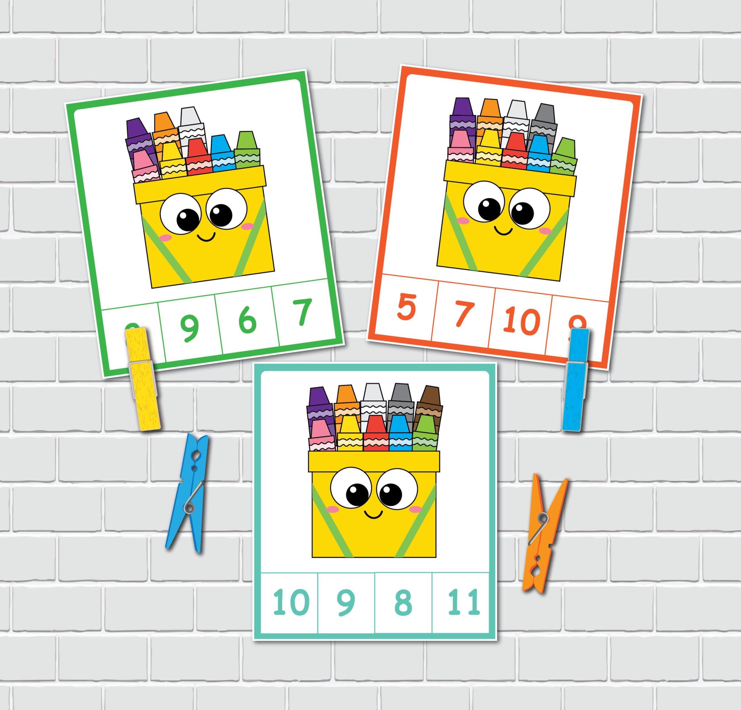 Crayons Clip and Count Cards: Preschool Math Game (digital Download) - Etsy