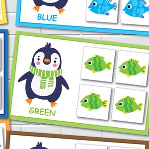 Penguin Color Matching Activity for Kids, Winter Activities, Toddler ...