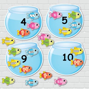 Fish and Fishbowl Numbers Matching Activity, Preschool Math Centers ...
