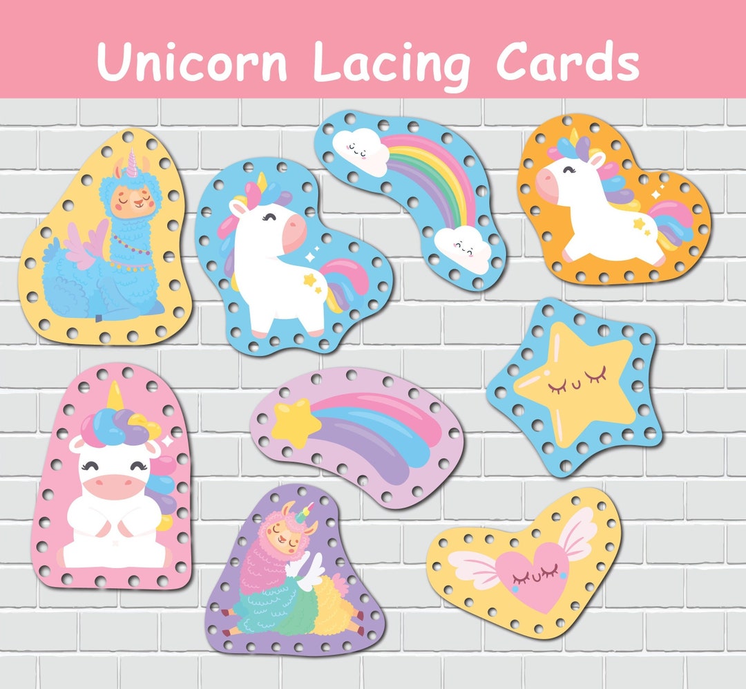 Unicorn Lacing Cards, Preschool Fine Motor Skill Activity, Toddler ...