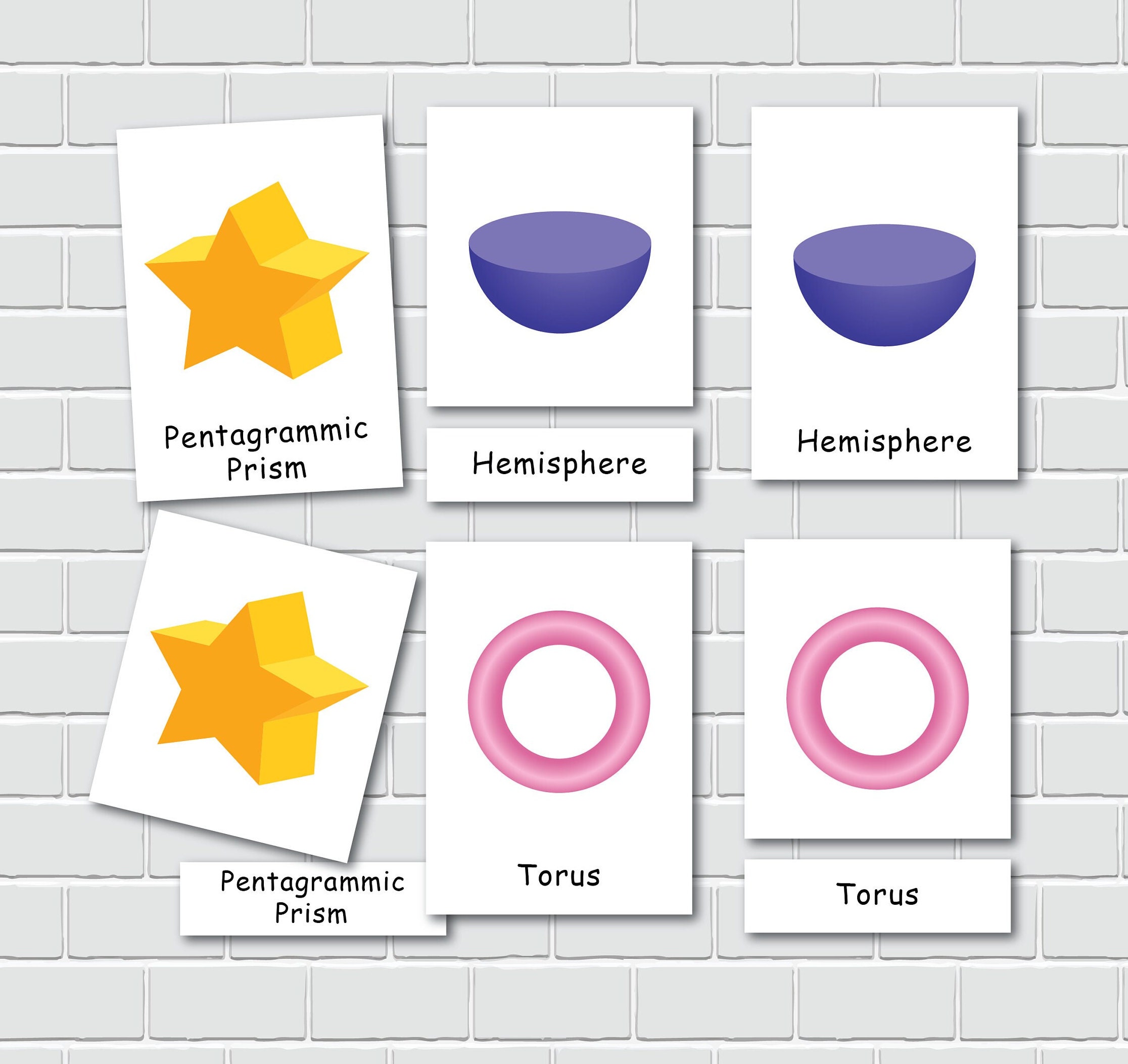 3D Shapes Flash Cards Three Part Montessori Flash Cards Kids - Etsy ...