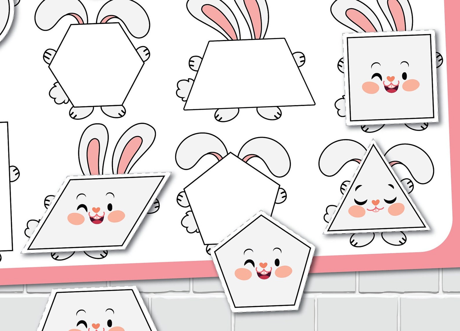 Bunny Shape Matching Activity, 2D Shapes, Easter Busy Book Page, File ...