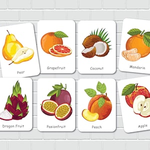 Fruits Three Part Cards, Montessori Flashcards, Homeschool Curriculum ...