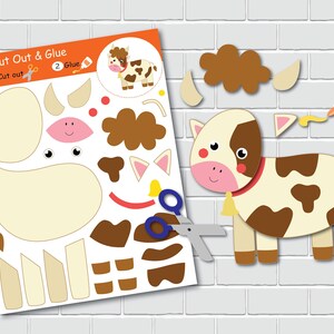 Farm Cut Out and Glue Crafts for Kids. Scissors Skills Activity. Fine ...