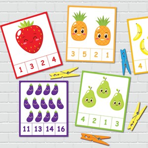 Clip and Count Cards 1-20, Toddler Counting Activity, Preschool ...