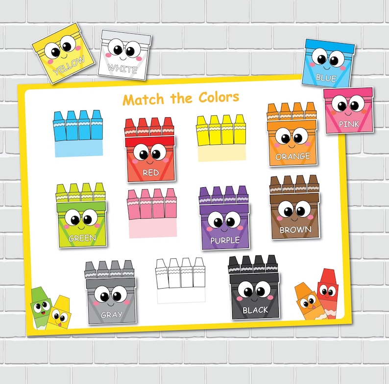 Color Crayons Matching Activity for Kids, Toddler Color Printables ...