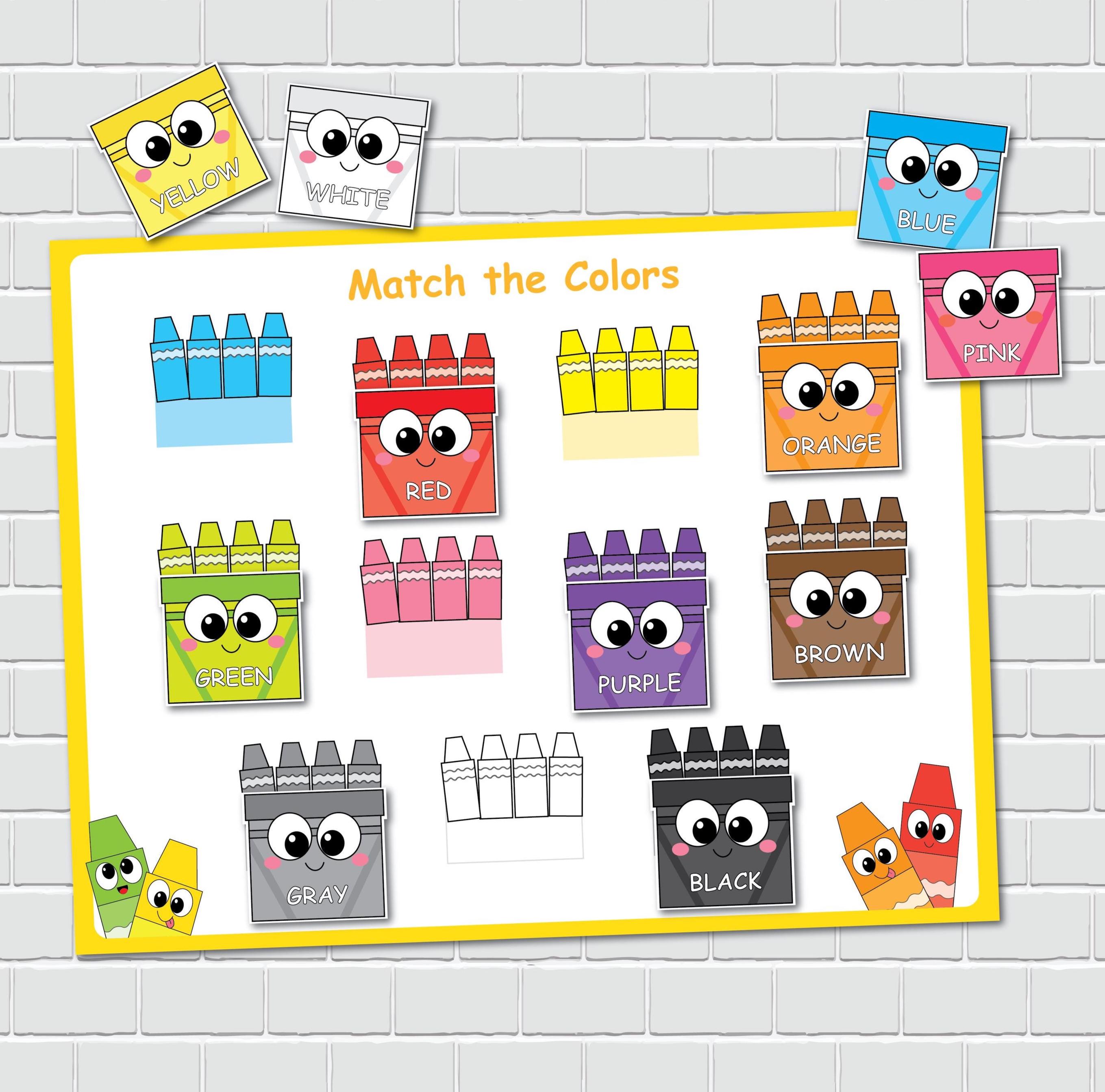 Color Crayons Matching Activity for Kids, Toddler Color Printables ...