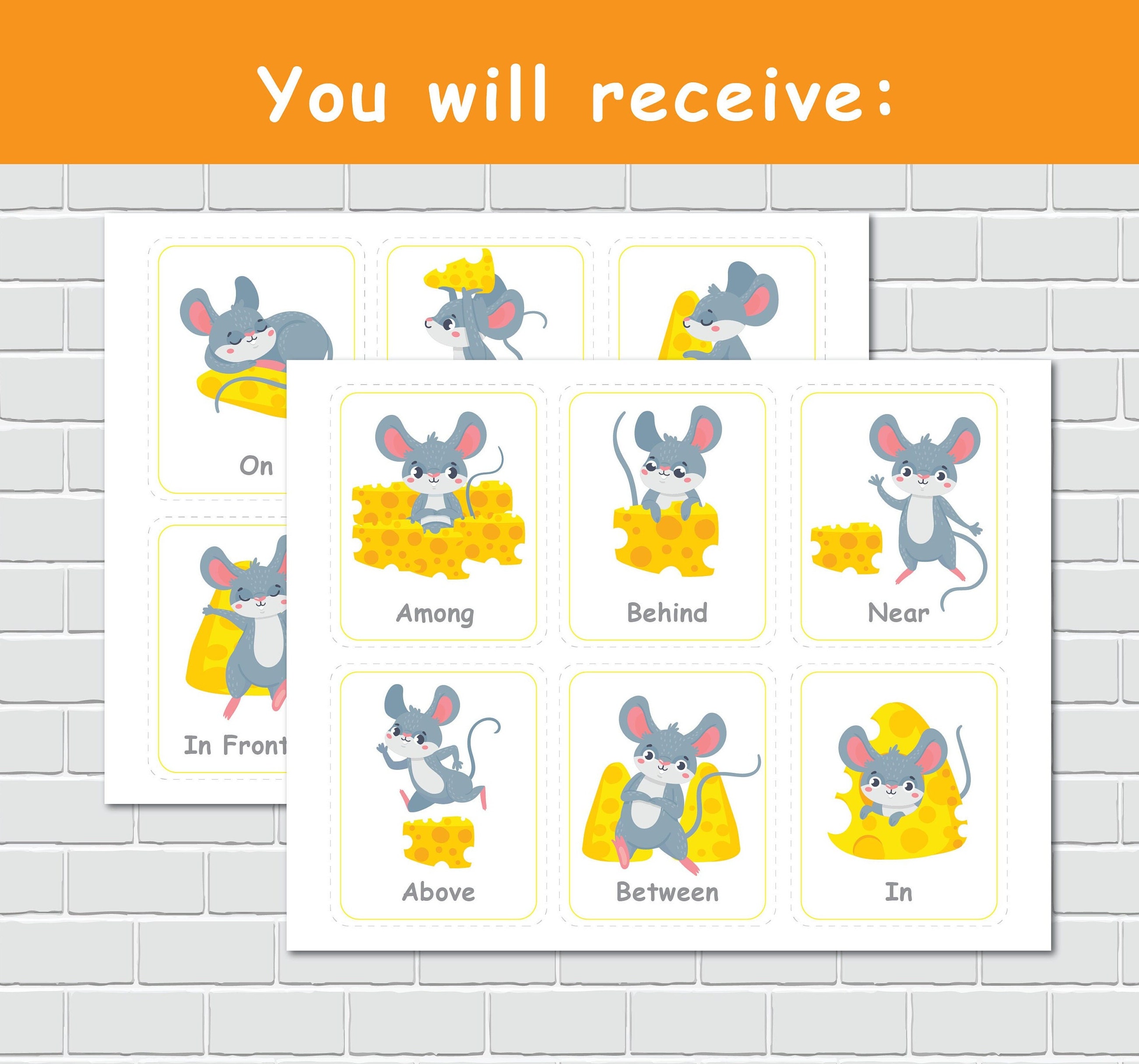 Prepositions Flashcards English Positional Words Printable - Etsy Canada