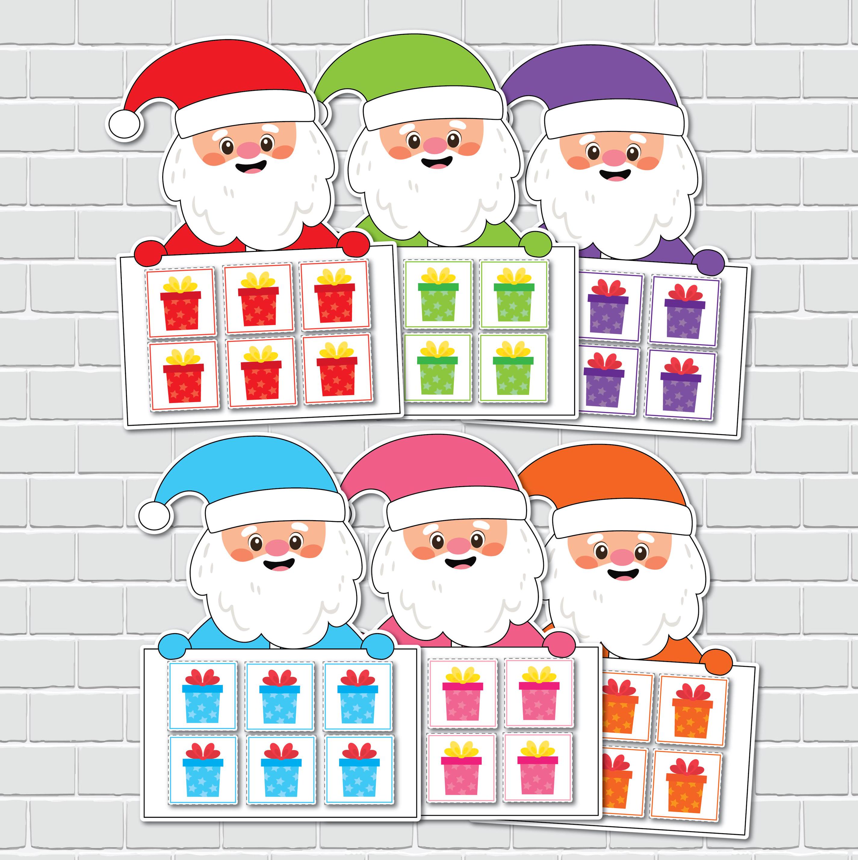 Santa Color Matching Activity for Kids, Christmas Theme Activities ...