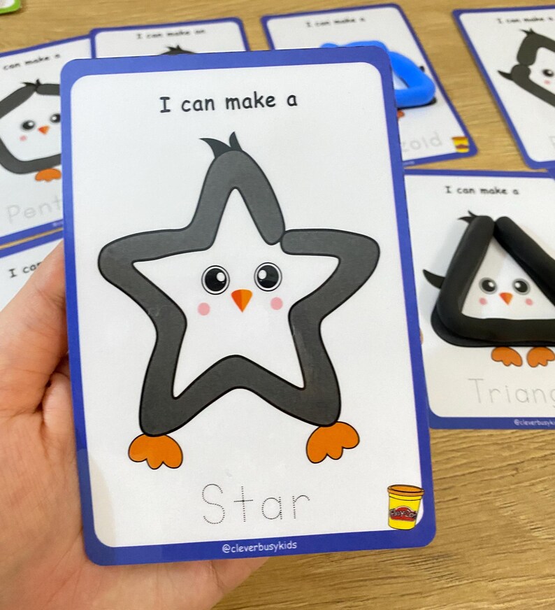 Penguin Shapes Play Dough Mats, Printable Play Doh, Toddler Quiet Time ...