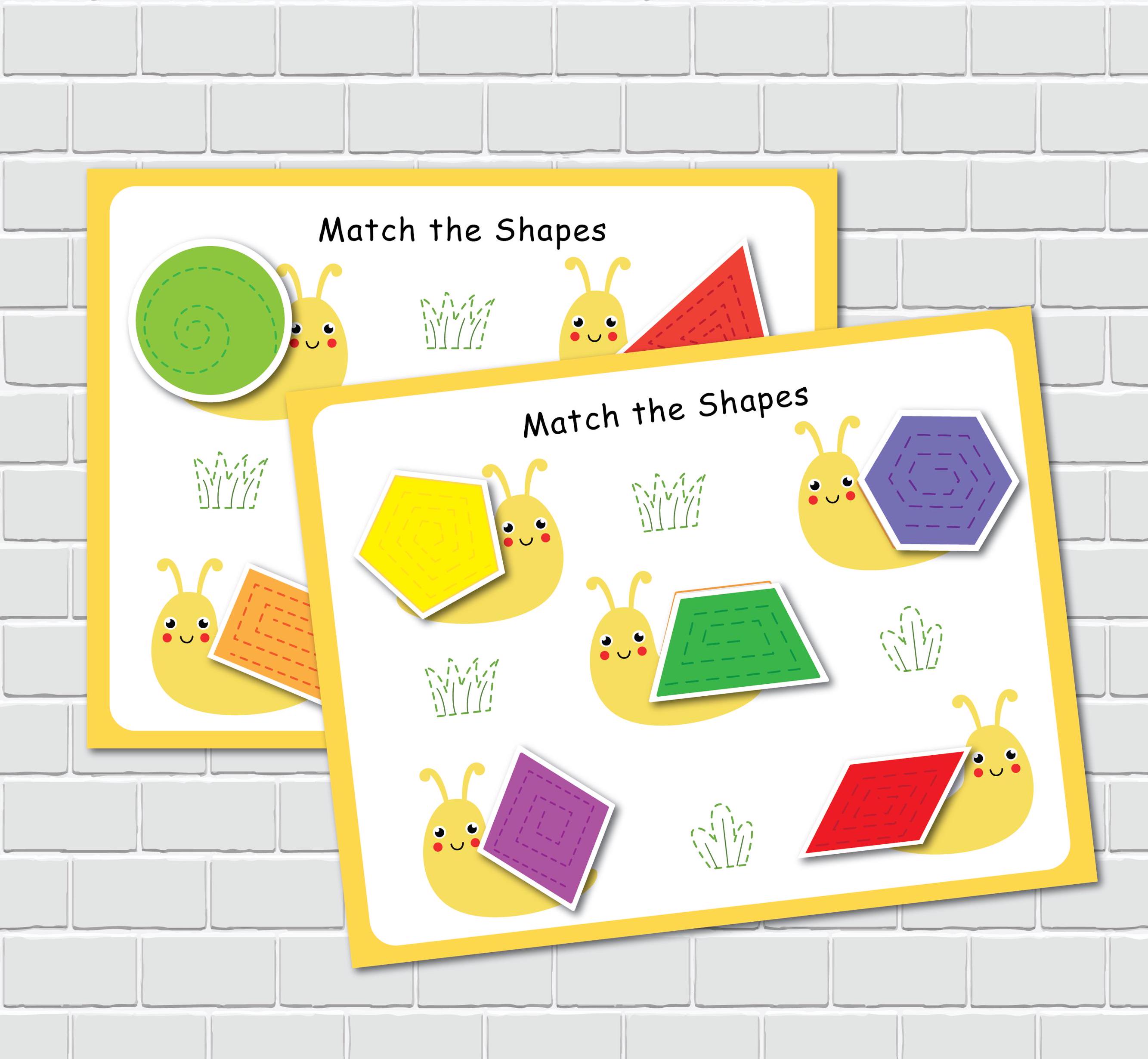 Snails Shape Matching Activity, 2D Shapes, Summer Busy Book Page, File ...