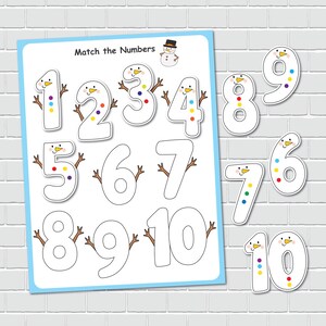 Snowman Numbers Matching Activity, Winter Busy Book Page, Toddler ...