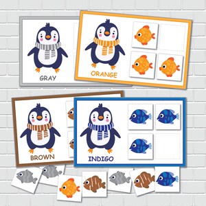 Penguin Color Matching Activity for Kids, Winter Activities, Toddler ...