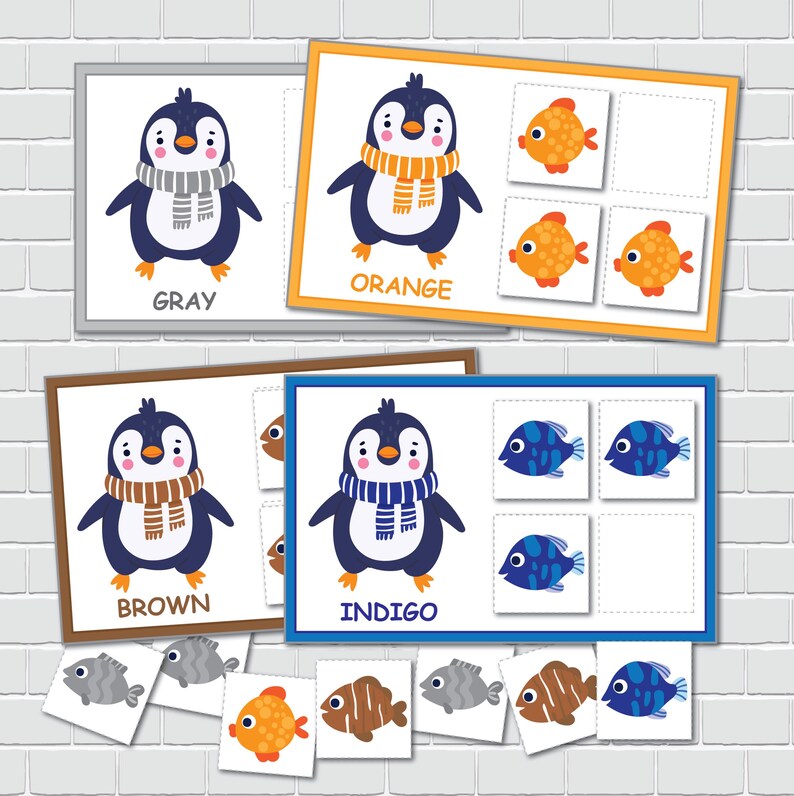 Penguin Color Matching Activity for Kids, Winter Activities, Toddler ...