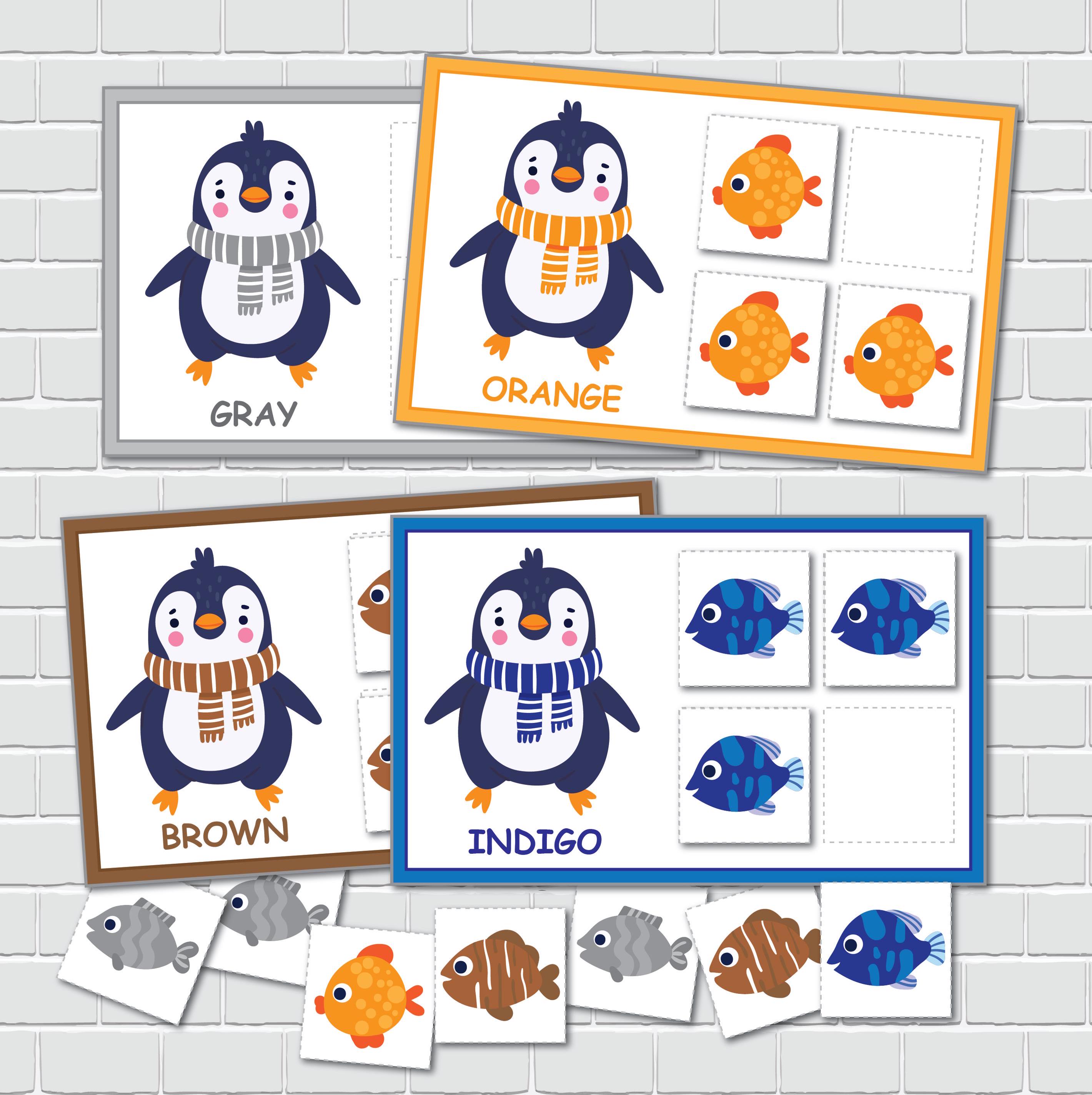 Penguin Color Matching Activity for Kids, Winter Activities, Toddler ...