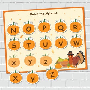 Pumpkin Alphabet Matching Activity, Fall Busy Book Page, Learning ...