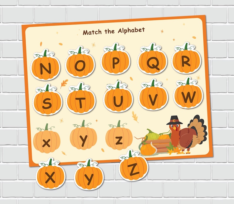Pumpkin Alphabet Matching Activity, Fall Busy Book Page, Learning ...