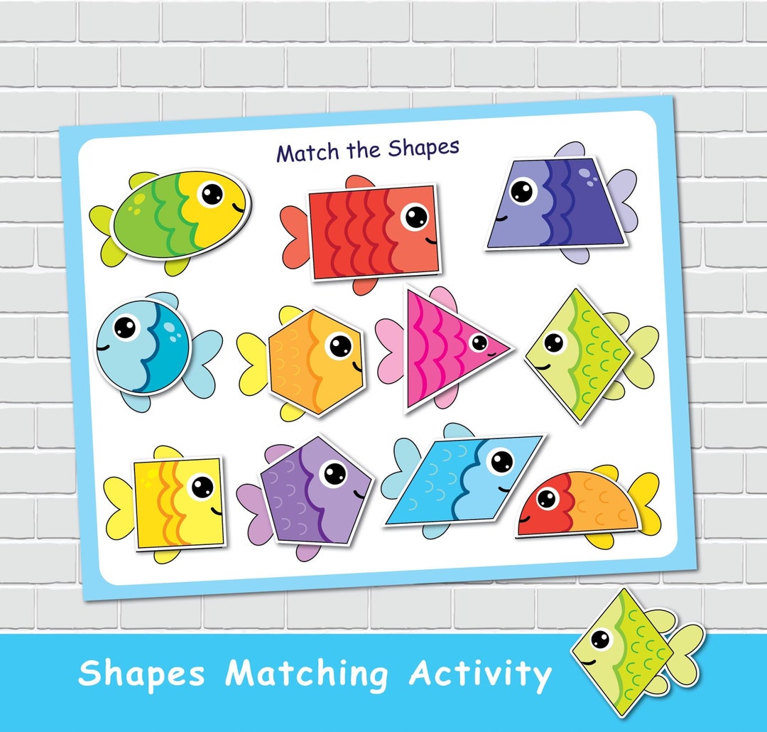 Fish Shape Matching Activity, 2D Shapes, Busy Book Page, File Folder ...
