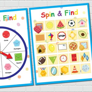 Shapes Spin & Find Game, Printable Activities for Kids. Learning Shapes ...