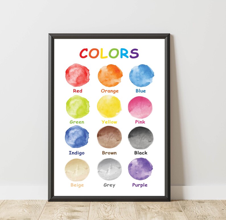 Colors Educational Poster for Kids Montessori Classroom - Etsy