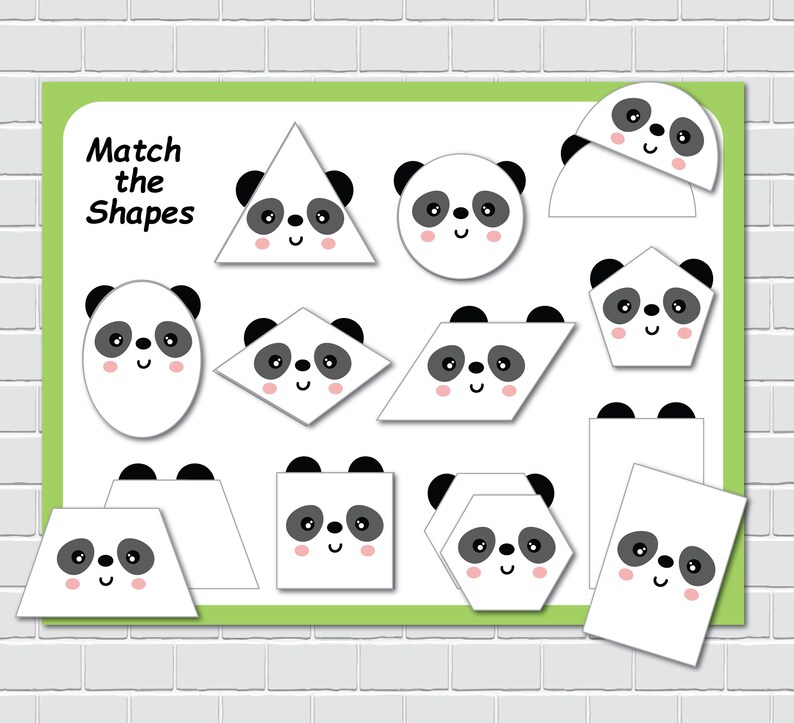 Panda Shape Matching Activity, 2D Shapes, Busy Book Page, File Folder ...