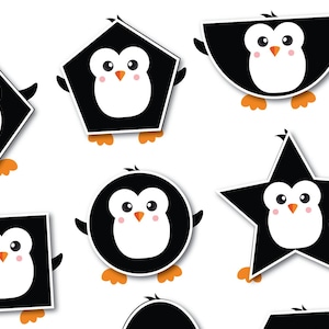 Penguin Shape Matching Activity, 2D Shapes, Winter Busy Book Page, File ...