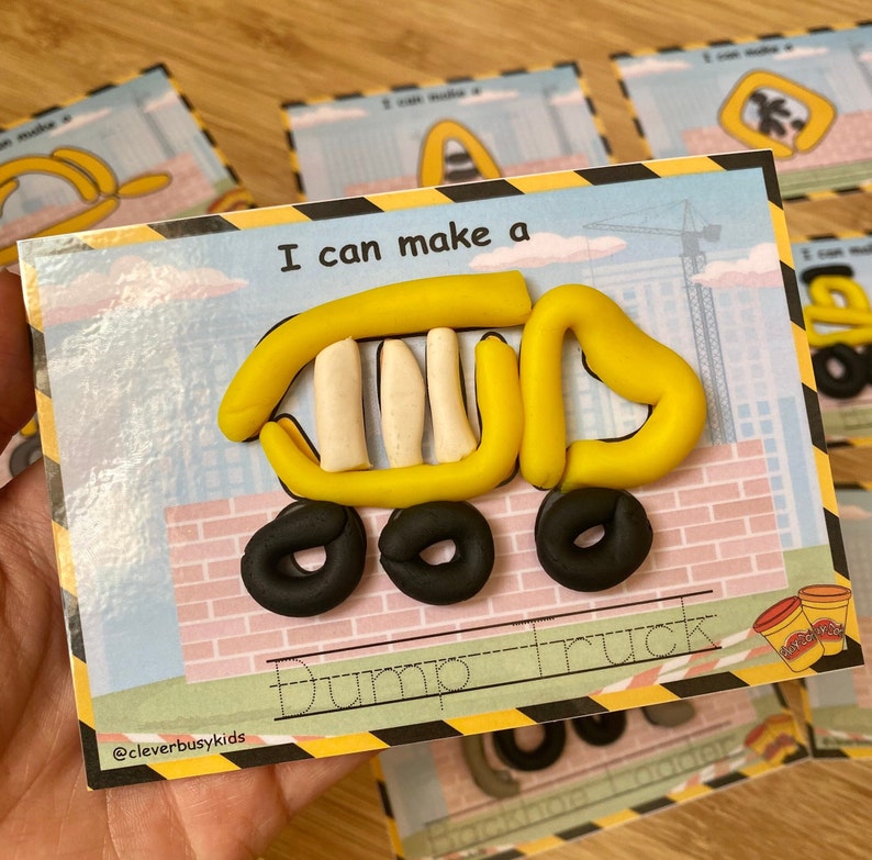 Construction Truck Play Dough Mats: Fine Motor Skills Activity (PDF) - Etsy