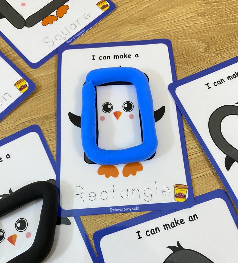 Penguin Shapes Play Dough Mats, Printable Play Doh, Toddler Quiet Time ...