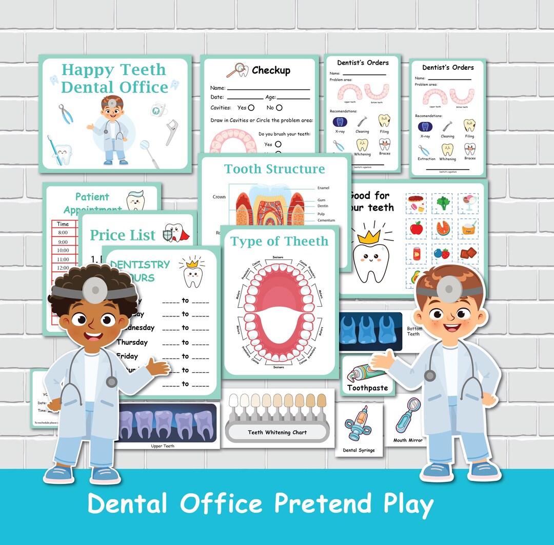 Dentist Dramatic Play, Dental Office Pretend Play, Printable Dramatic ...