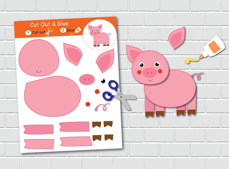 Farm Cut Out and Glue Crafts for Kids. Scissors Skills - Etsy