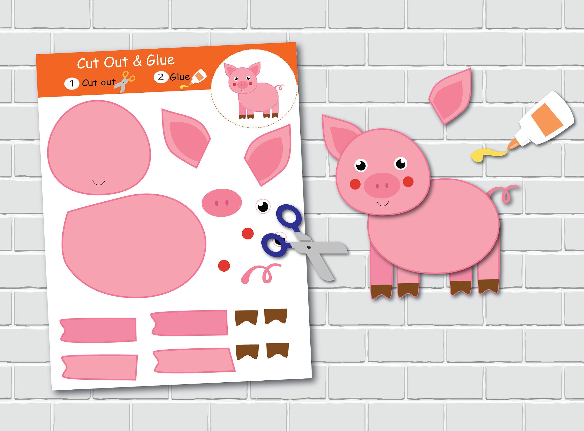 Farm Cut Out and Glue Crafts for Kids. Scissors Skills - Etsy