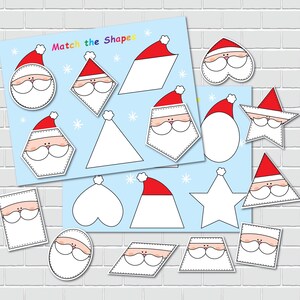Santa Shapes Matching Activity, 2D Shapes, Christmas Busy Book Page ...
