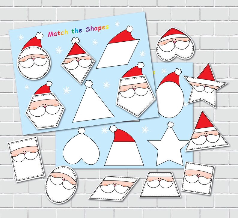 Santa Shapes Matching Activity, 2D Shapes, Christmas Busy Book Page ...