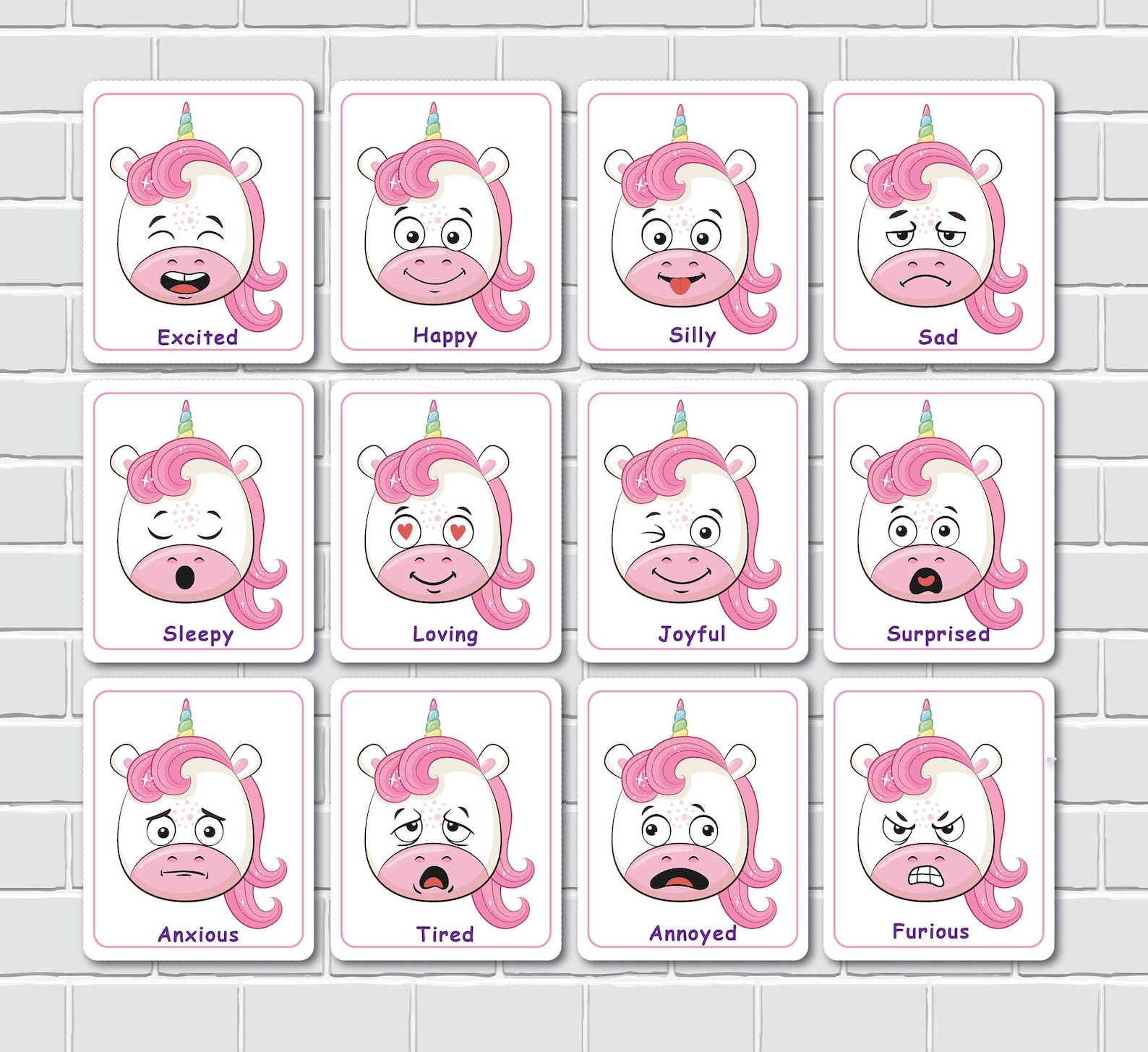 Emotions and Feelings Matching Game, Unicorn Theme Activity for Kids ...