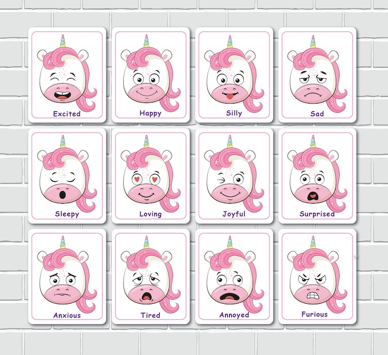 Emotions and Feelings Matching Game Unicorn Theme Activity - Etsy