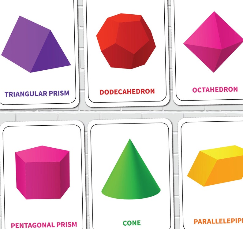 3D Shapes Flash Cards. Preschool Learning Activity. Kids - Etsy