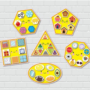 Shapes Matching Activity for Kids, 2D Shapes Sort and Match, Toddler ...