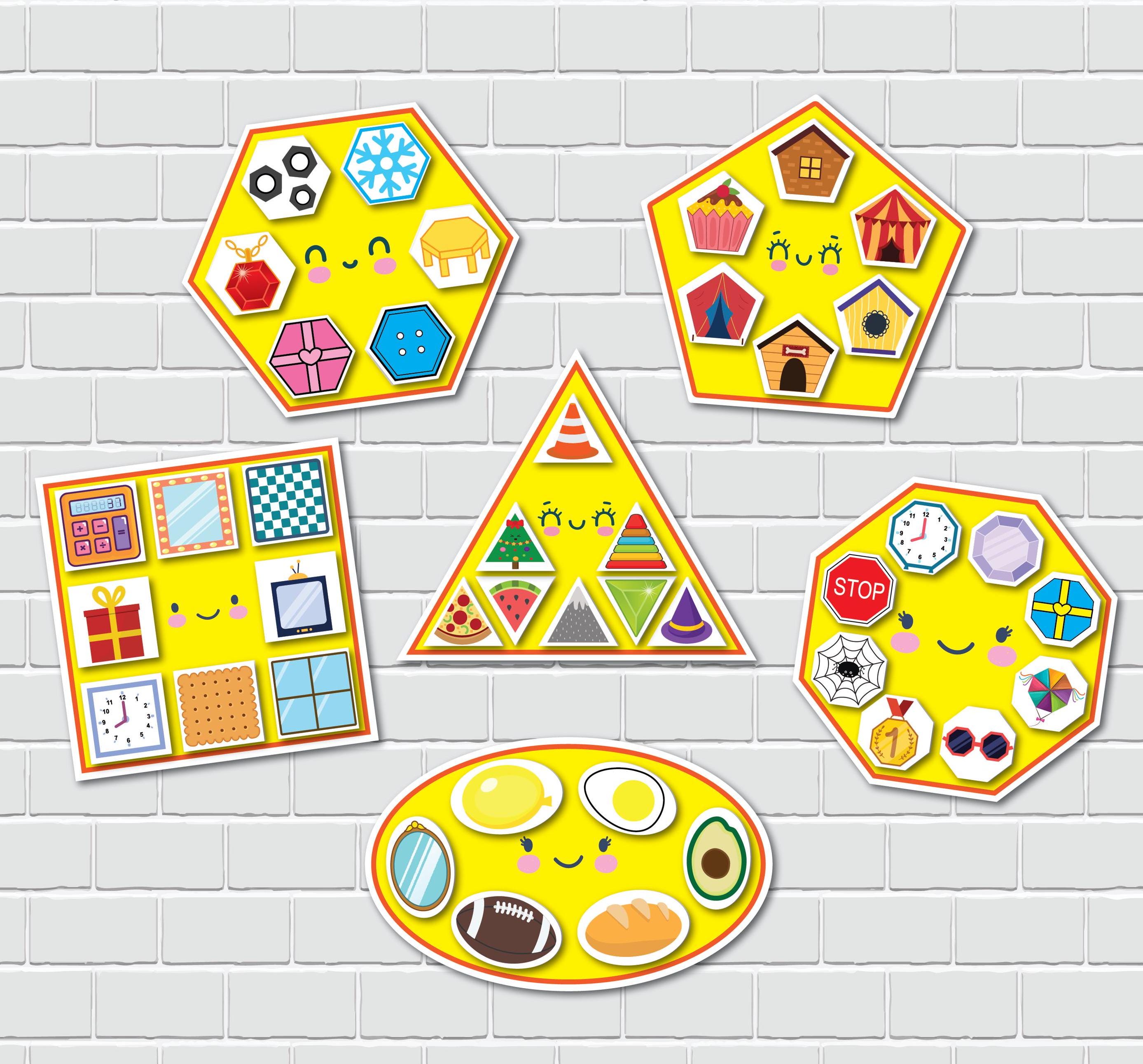 Shapes Matching Activity for Kids, 2D Shapes Sort and Match, Toddler ...