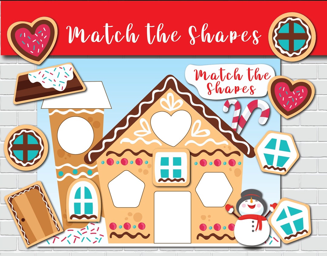 Gingerbread House Shape Matching Activity for Toddler/ Preschool ...