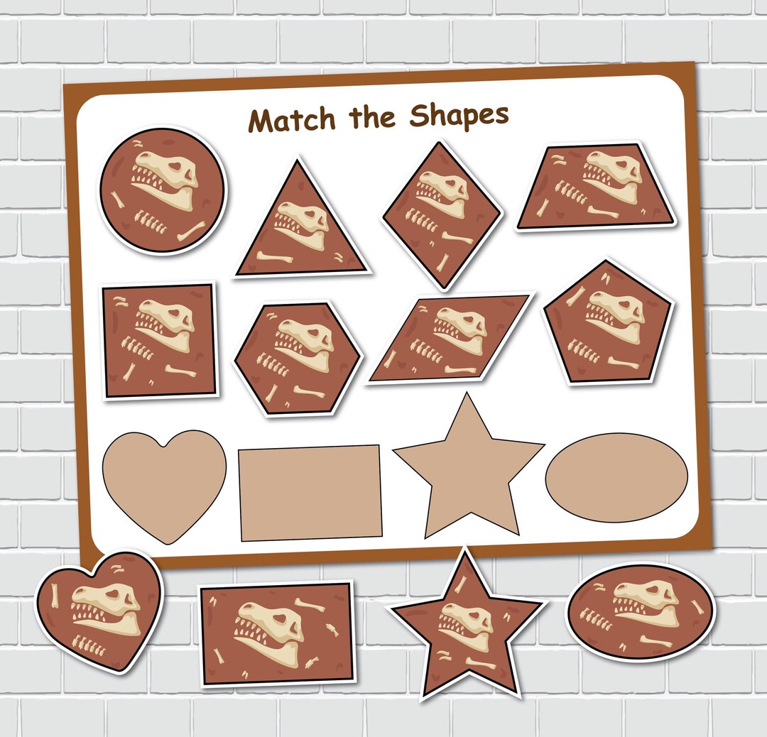 Fossil Shapes Matching Activity, 2D Shapes, Dinosaur Busy Book, File ...