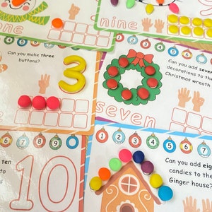 Christmas Play Doh Mats, Toddler Printable Play Dough Activity, Numbers ...